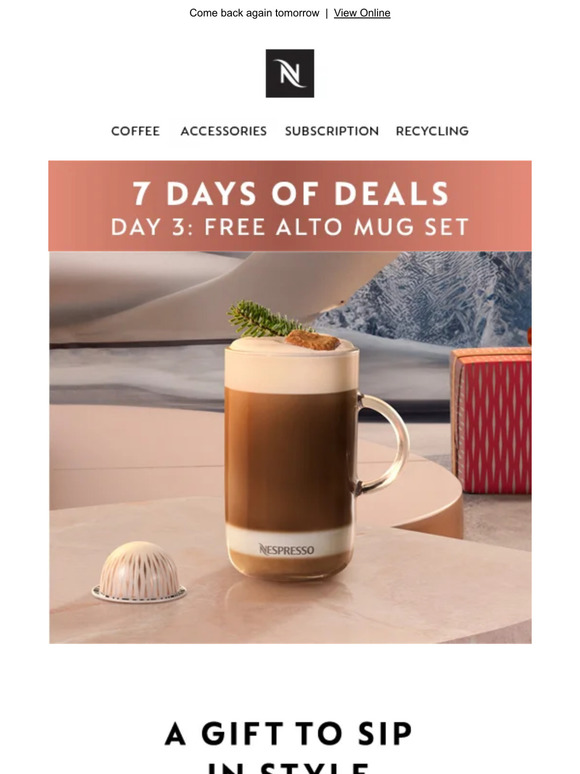 Nespresso: Day 3: FREE Vertuo Alto Mug Set | Milled