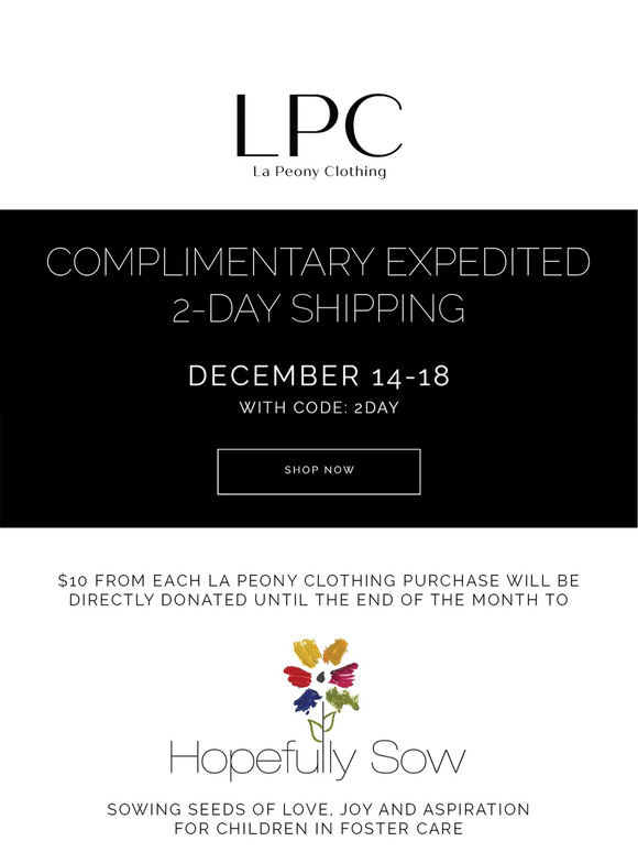 La Peony Clothing: FREE Expedited Shipping! | Milled