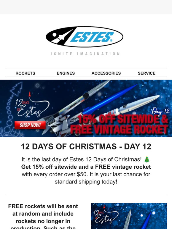 Estes Rockets: Day 12 of our 12 Days of Christmas. LAST DAY! | Milled