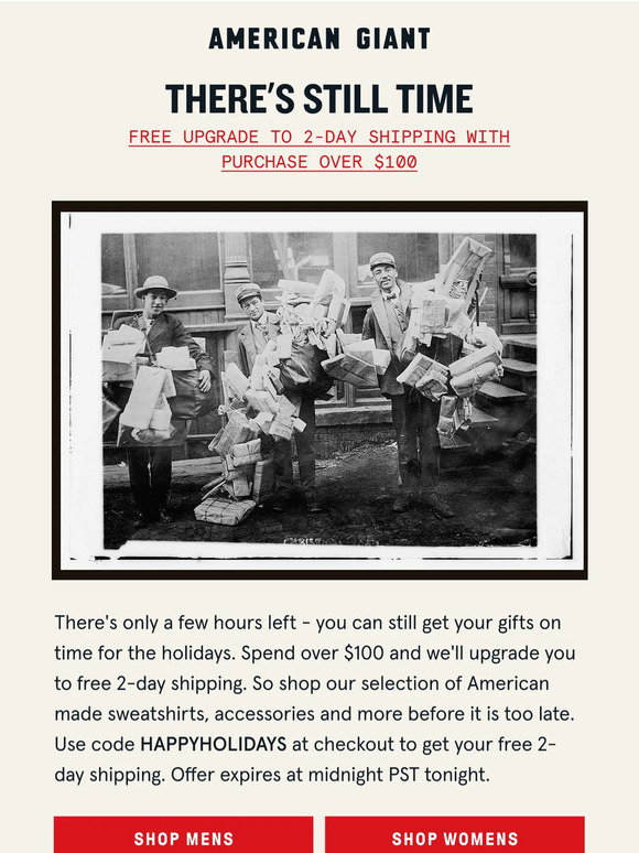 American Giant: A few hours left for free 2-day shipping | Milled