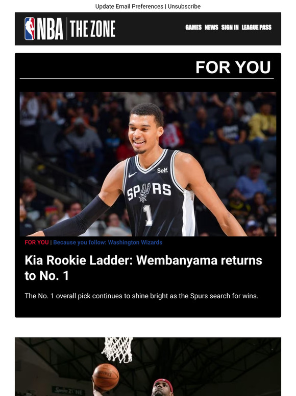 NBA Store: Kia Rookie Ladder: Wembanyama returns to No. 1 | 2003 vs ...