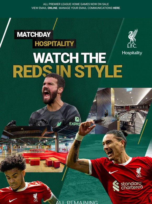 Liverpool FC: Matchday Hospitality - Second half of the Season ON SALE ...
