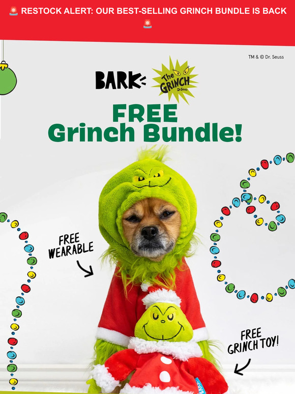 BarkBox: The Grinch would HATE how popular our Grinch bundle is 🙄 | Milled