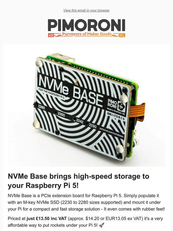 Pimoroni: Super charge your Pi 5 with an NVMe SSD! Introducing NVMe ...