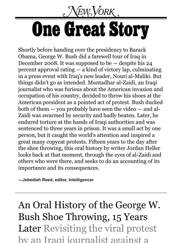 The Cut: ‘An Oral History of the George W. Bush Shoe Throwing, 15 Years ...