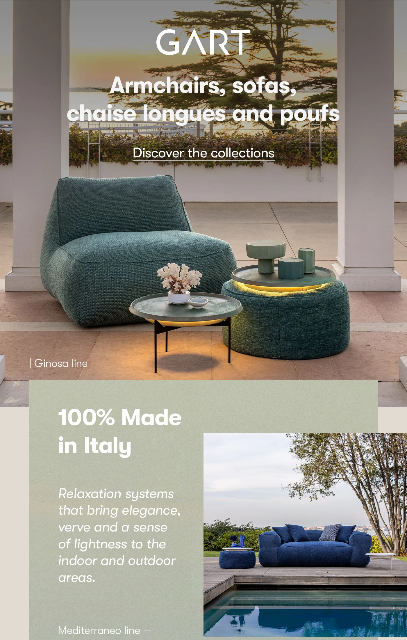 Archiproducts: Gart in-outdoor seating Made in Italy: technical, soft and hard-wearing fabrics ...