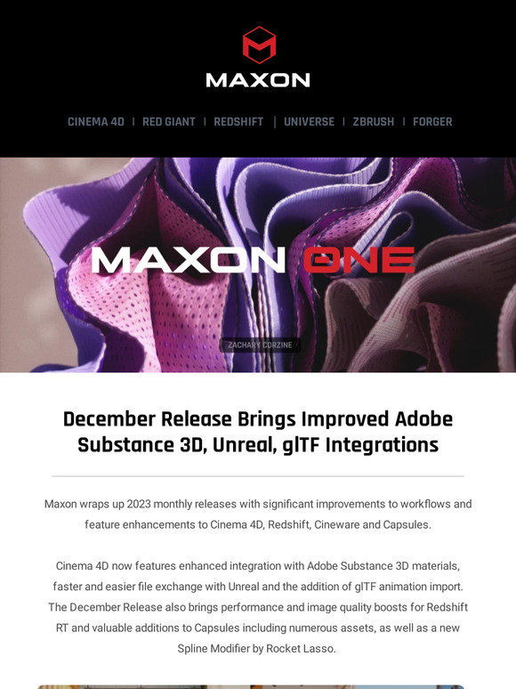 Maxon: December Highlights for Maxon One Release | Milled Maxon: December Highlights for Maxon One Release | Milled