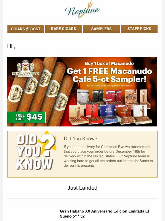 Neptune Cigar: Macanudo Buy One Box Get 5 Free Cigars | Milled
