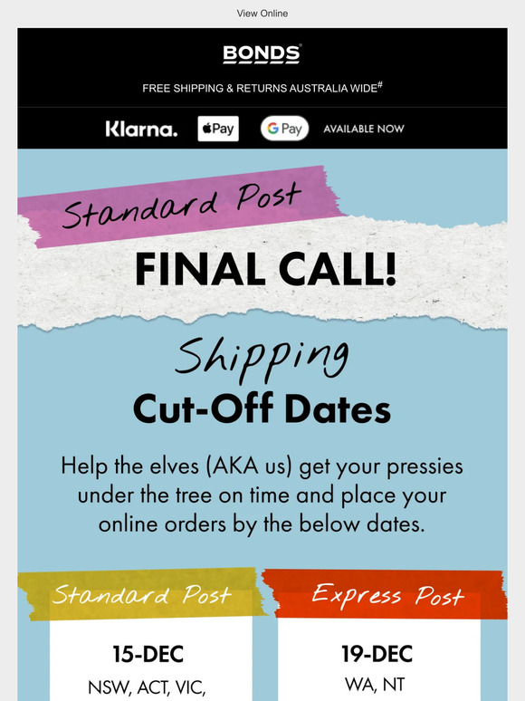 bonds: Standard Post Cut-Off 🚚🎄 | Milled