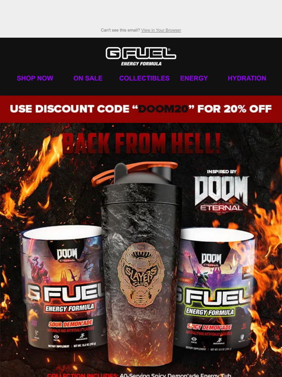 G FUEL: BACK FROM HELL Spicy AND Sour Demon’ade inspired by DOOM ☠️ ...
