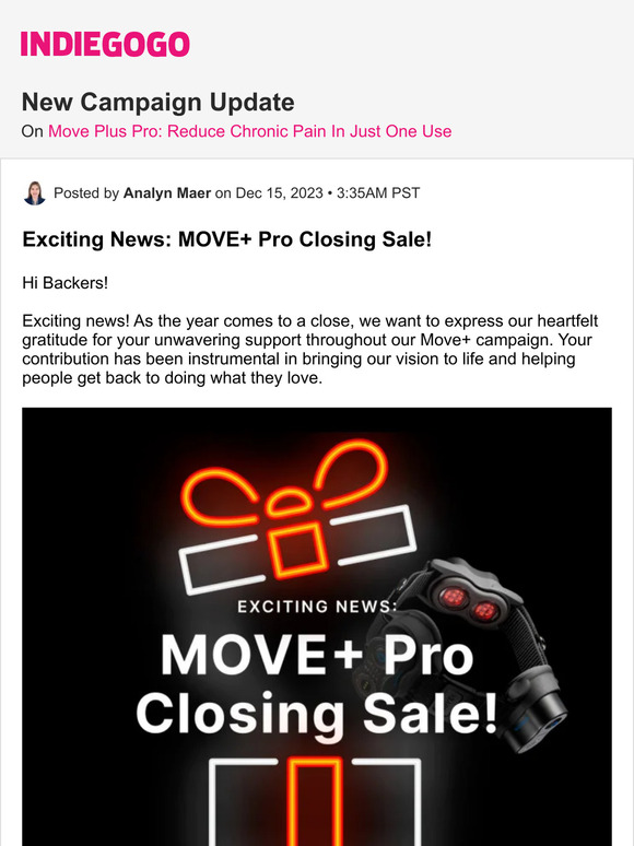 Indiegogo: 📢 Update #67 from Move Plus Pro: Reduce Chronic Pain In Just ...