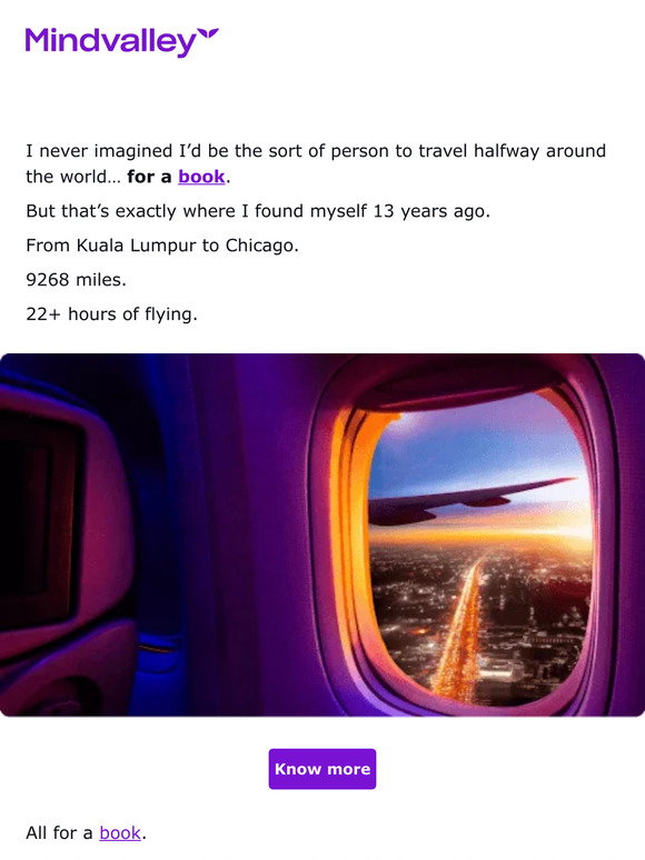 Mindvalley: Why I flew 9268 miles for a book. | Milled