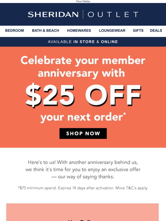 Sheridan Outlet: Time flies — happy anniversary to you, —, from us | Milled