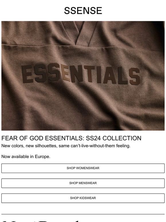 SSENSE: Fear of God ESSENTIALS: SS24 Collection | Milled