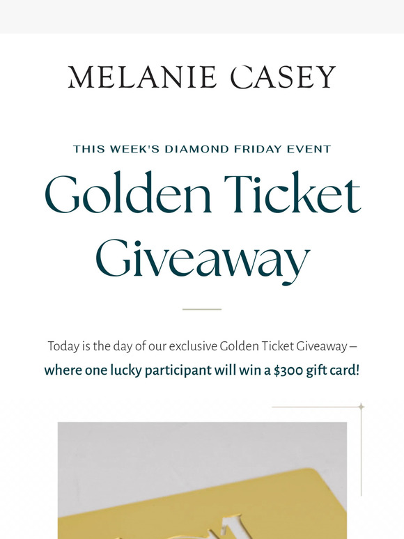 Melanie Casey: Golden Ticket Giveaway Today | Milled