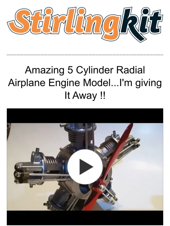 Stirlingkit: Amazing 5 Cylinder Radial Airplane Engine Model...I'm ...