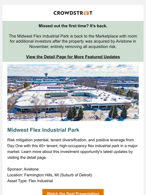 CrowdStreet: 6-Building Flex Industrial Park in Major Market | Milled