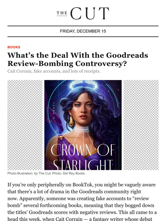 The Cut: What’s the Deal With the Goodreads Review-Bombing Controversy ...