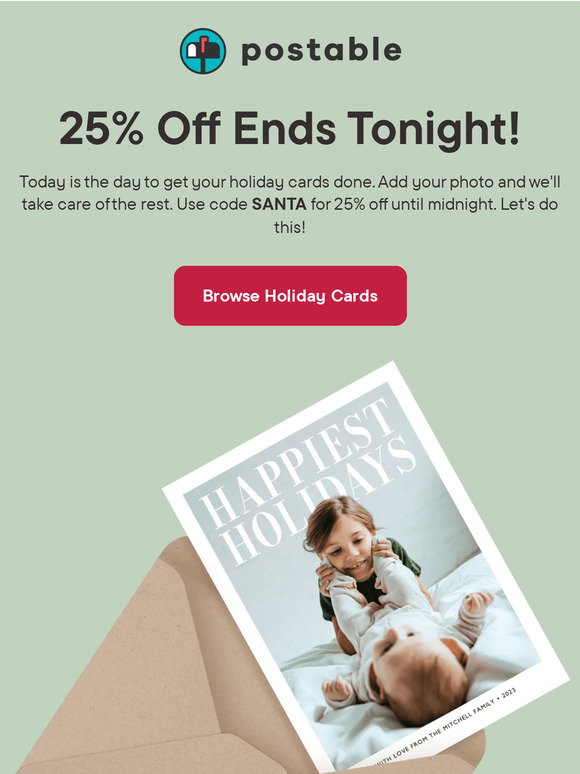 Postable: 25% Off Holiday Cards Ends Tonight ⏰ | Milled