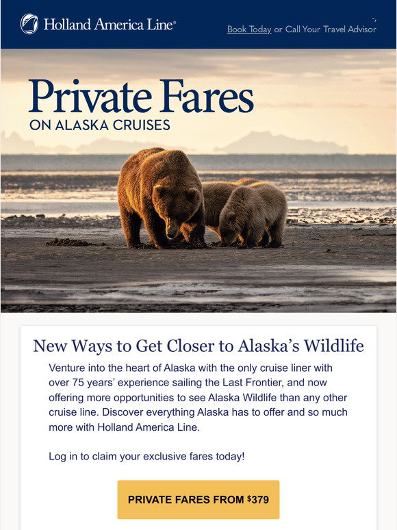 Holland America Line: Discover Alaska’s Best with Private Fares from ...