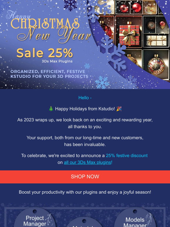 Kstudio: Christmas Sale just started! | Kstudio - 3D Plugins | Milled