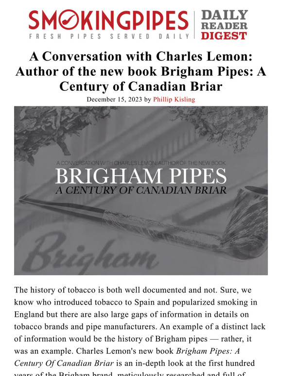 Smokingpipes: A Conversation With Charles Lemon | Daily Reader Digest ...