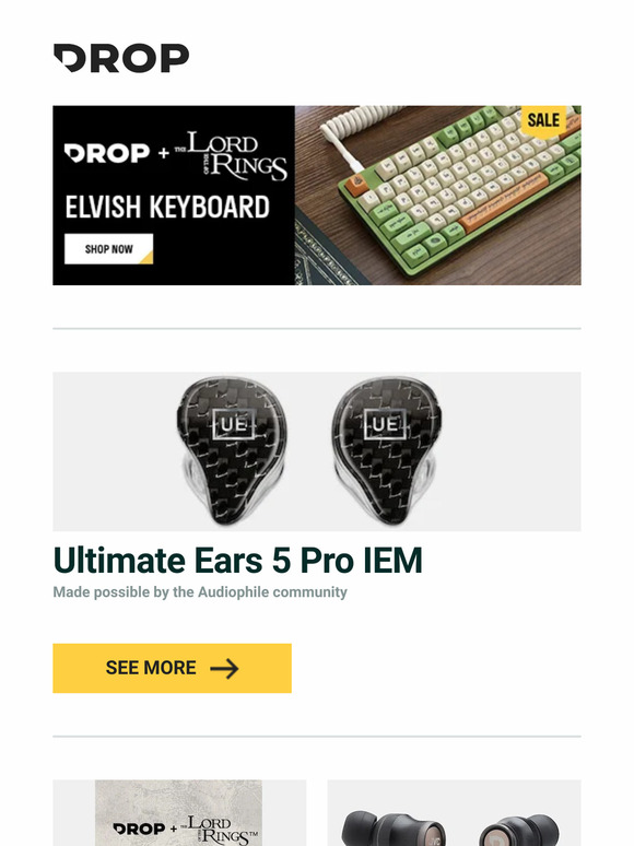 Drop: Ultimate Ears 5 Pro IEM, Drop + The Lord of the Rings™ Fellowship ...
