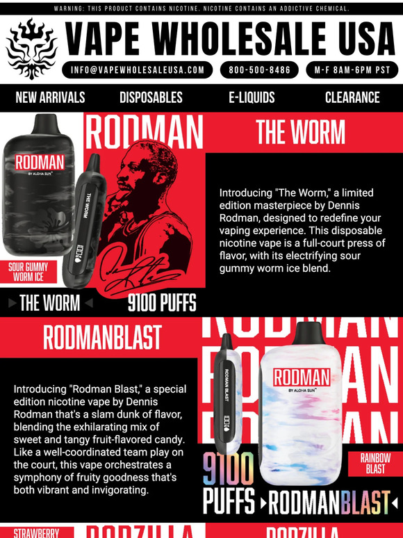 Vape Wholesale USA: Limited Edition Rodman Vape - Innovative Flavor ...
