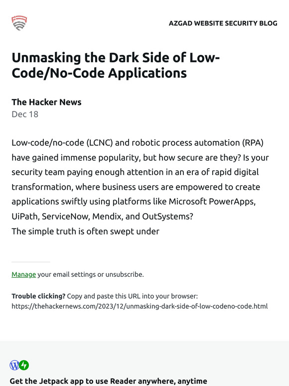 AZGAD Security: Unmasking the Dark Side of Low-Code/No-Code Applications | Milled