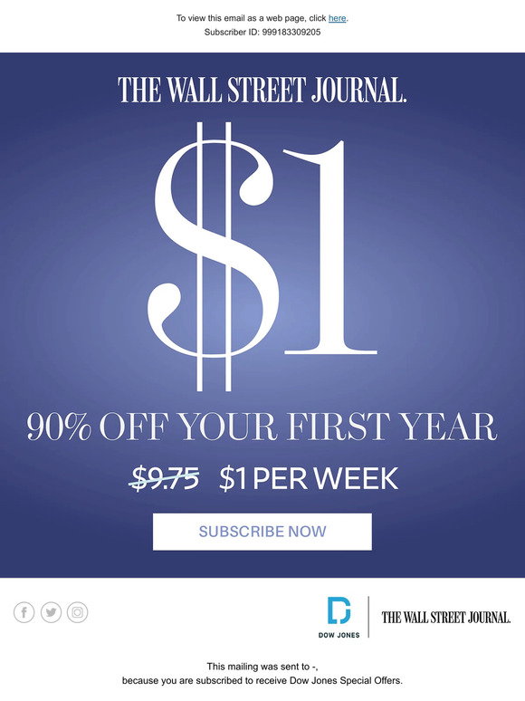 The Wall Street Journal: Special Offer: Subscribe for $1/Week | Milled
