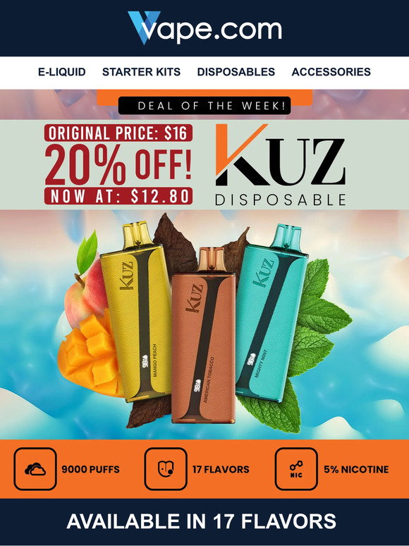 Vape: 🚨 Deal of the Week ⚡️ KUZ DISPOSABLE 9000 PUFFS 🔥 | Milled