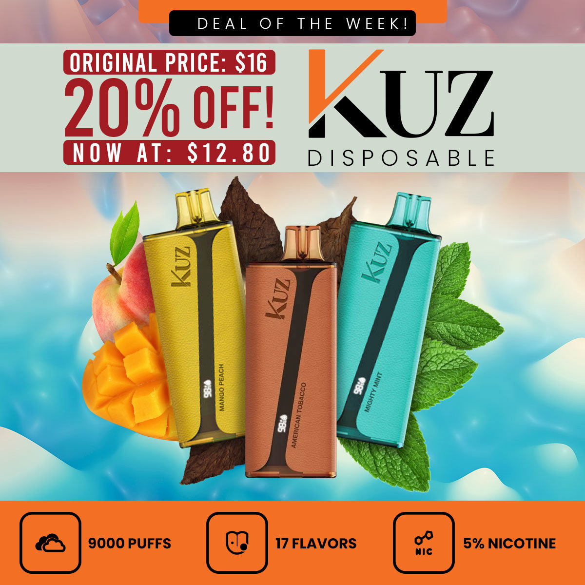 Vape: 🚨 Deal of the Week ⚡️ KUZ DISPOSABLE 9000 PUFFS 🔥 | Milled