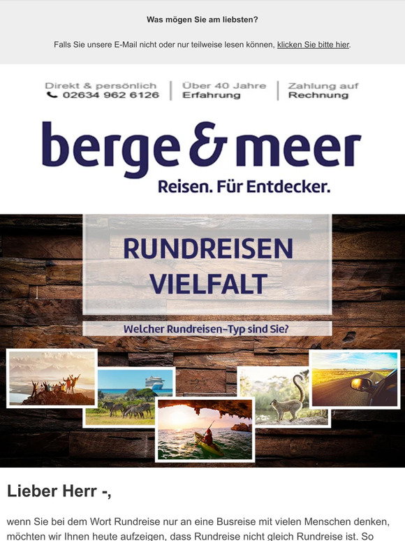Berge & Meer: Das Rundreise-Buffet ist angerichtet, lieber Herr — | Milled