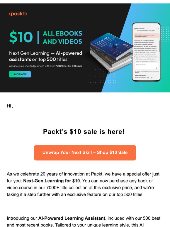 Packt: Your Next Skill Upgrade Awaits: Packt’s $10 Sale + AI Learning Assistant! | Milled