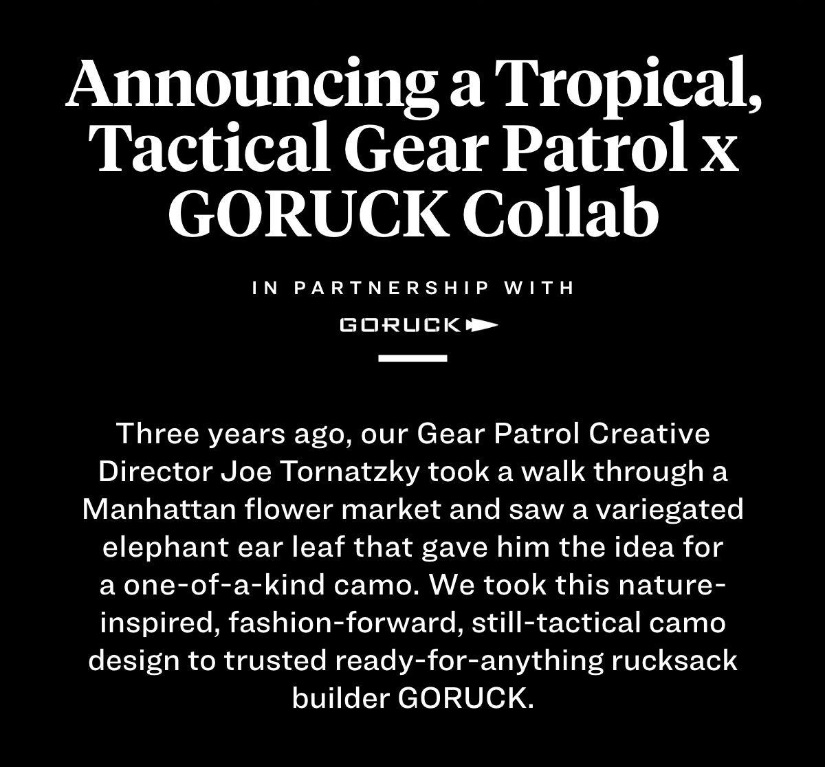 Gear Patrol: Announcing a Tropical, Tactical GORUCK x Gear Patrol Collab | Milled