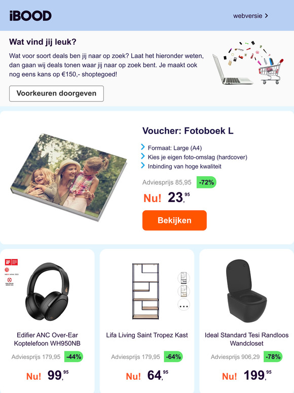 iBOOD: Voucher: Fotoboek L -72% | Edifier ANC Over-Ear Koptelefoon ...