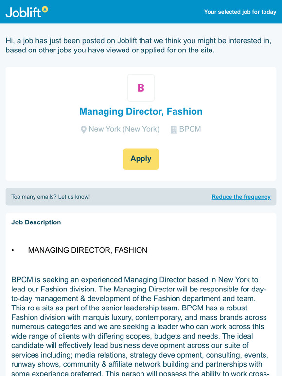 Joblift: A new job highlight at BPCM | Milled