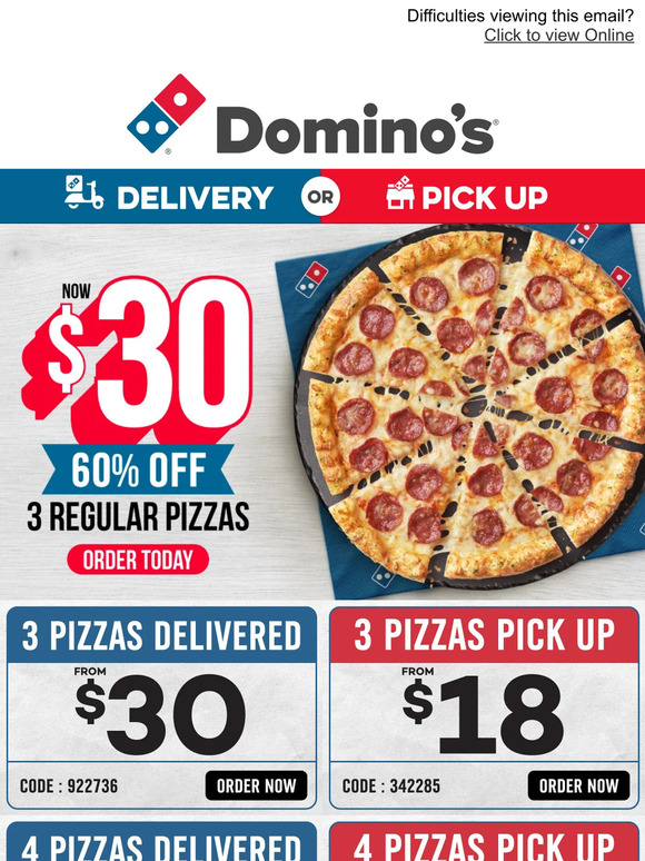 Domino's Pizza: Good Pizzas come in Threes! Enjoy 3 Pizza Deals from ...
