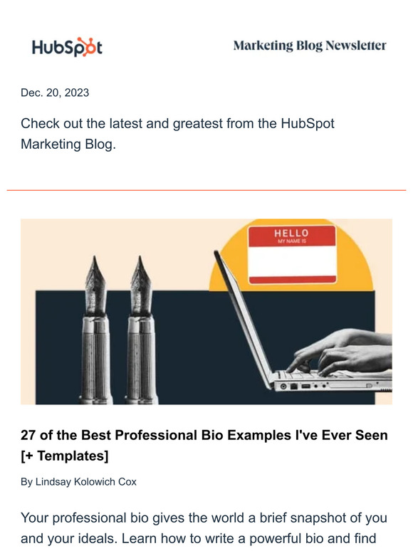 HubSpot: 27 of the Best Professional Bio Examples I've Ever Seen ...