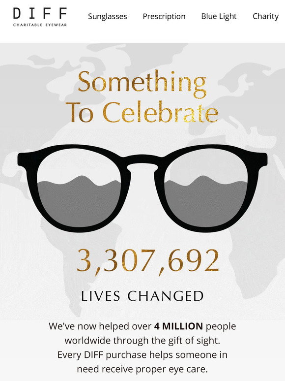 DIFF Eyewear: Announcing 4 MILLION Gifts Of Sight! 🫶 | Milled