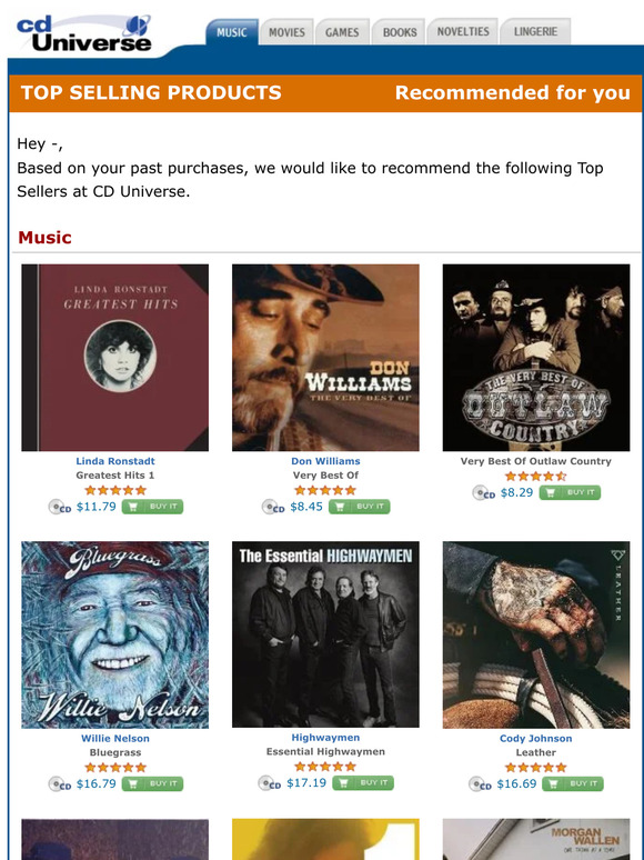 CD Universe: Music Top Sellers at CD Universe | Milled