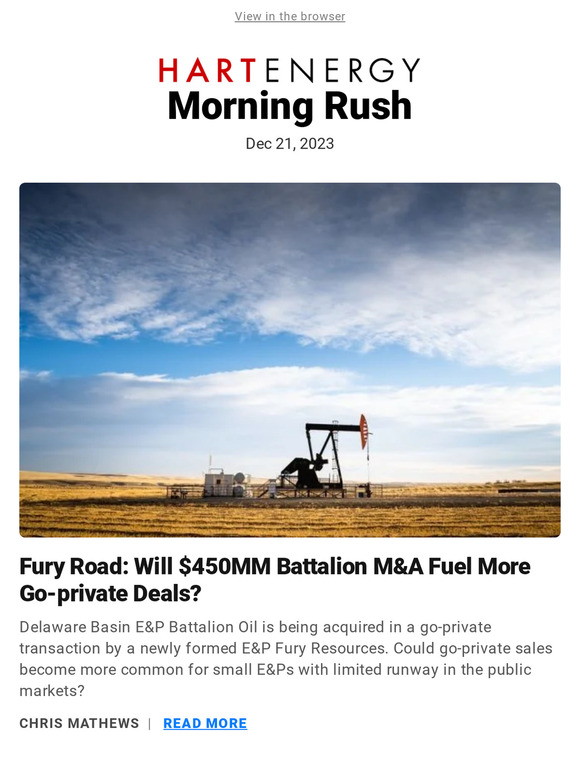 Hart Energy: Morning Rush: Will Battalion M&A Fuel More Go-private ...