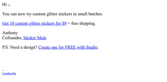 Sticker Mule: Introducing glitter sticker samples | Milled