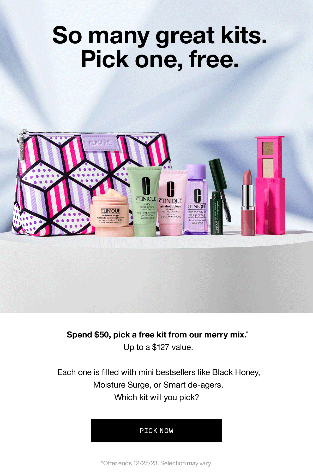 Clinique: 😍 Pick a kit from our merry mix! Free with $50 purchase. | Milled