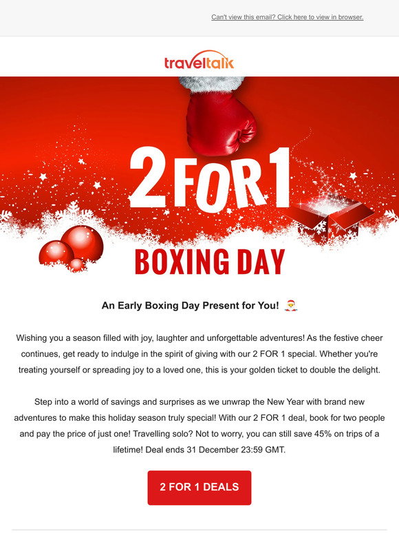 Travel Talk Tours: Feeling the festive spirit? 🎅 2FOR1 is here! | Milled