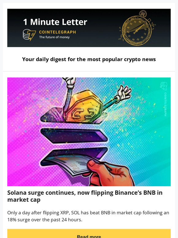 CoinTelegraph: 1 Minute Letter: Crypto users to reach almost one ...