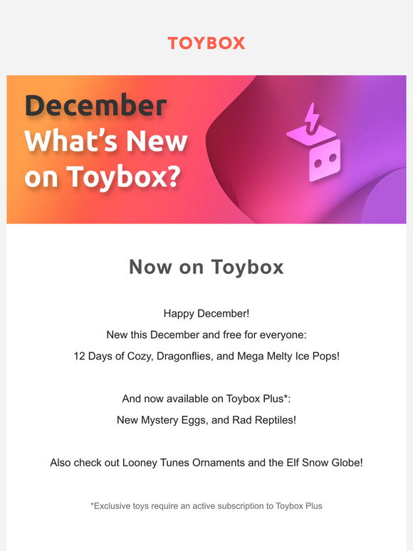 Toybox Store: Check Out What's New on Toybox in December | Milled
