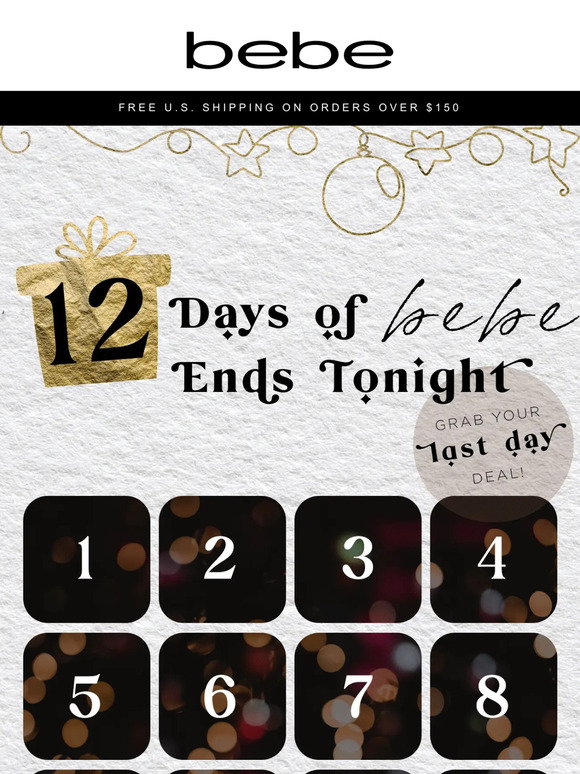 Bebe: Unwrap Your Final Deal in the 12 Days of bebe! 🎁 | Milled