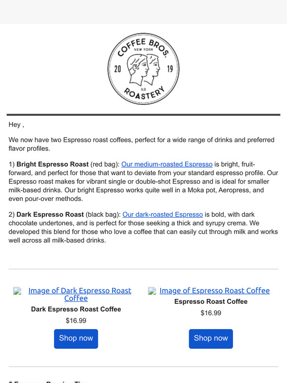 Coffee Bros.: ☕ Why we have two Espresso Roast Coffees | Milled