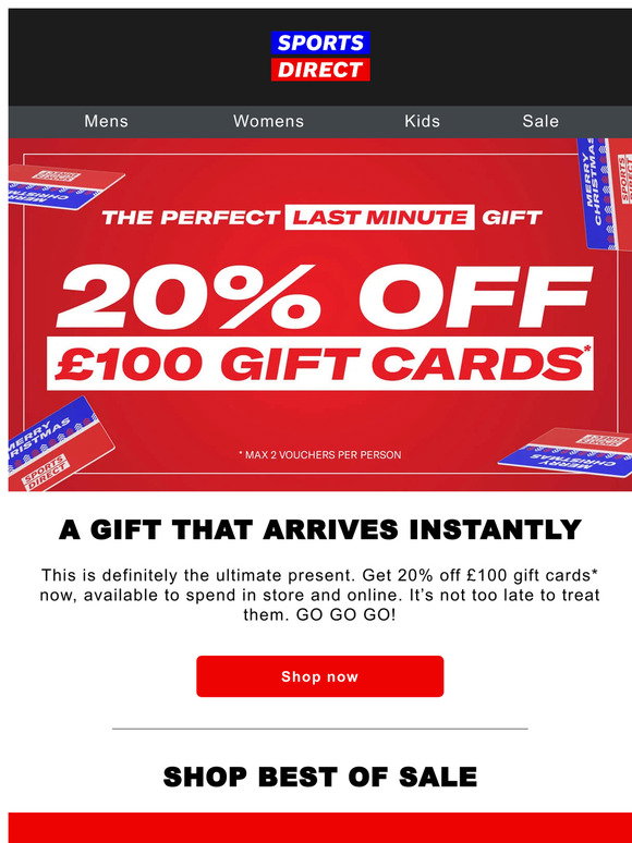 Sports Direct: 20% OFF £100 gift card: The ultimate gift 🎁🎄 | Milled